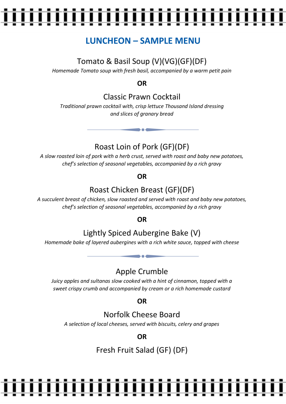 Premier Lunchtime Dining Trains – North Norfolk Railway