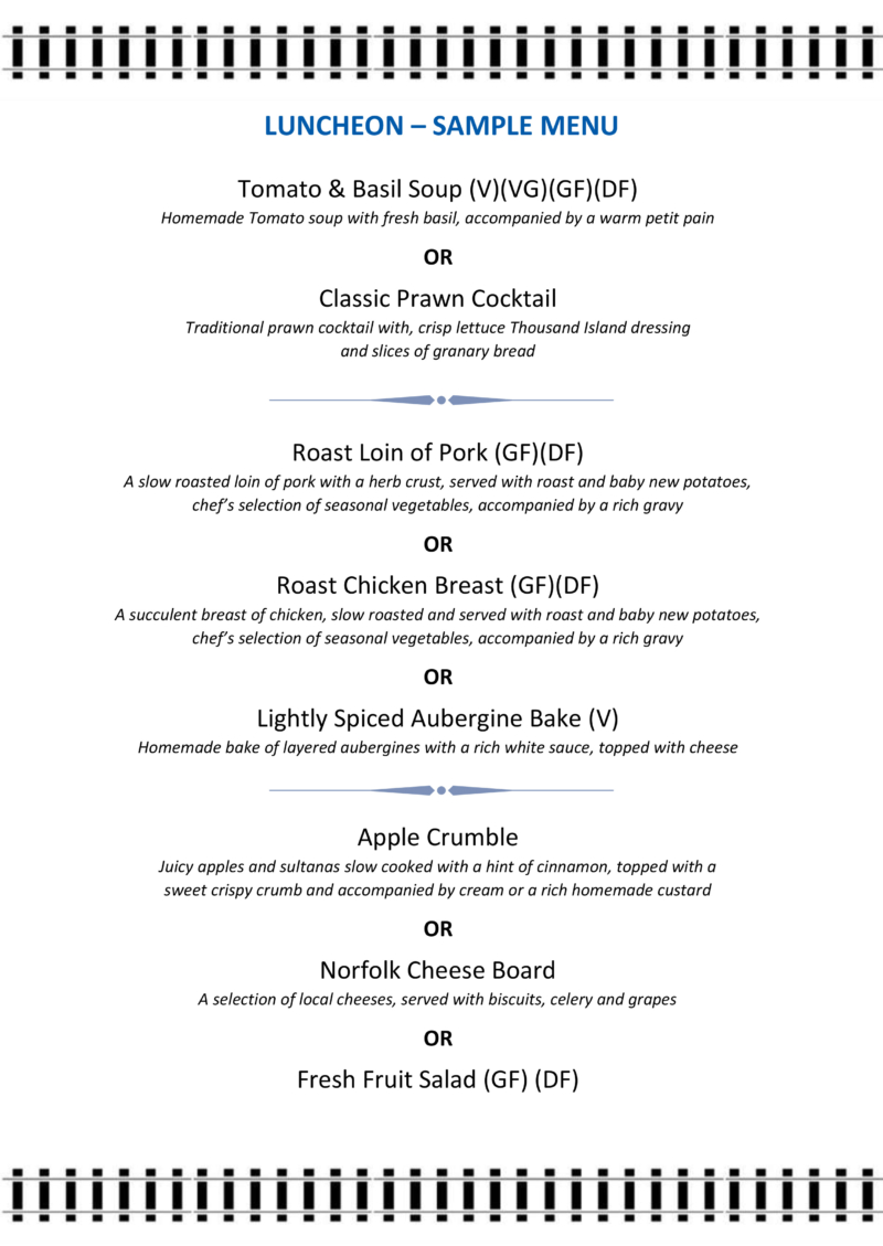 Premier Lunchtime Dining Trains – North Norfolk Railway